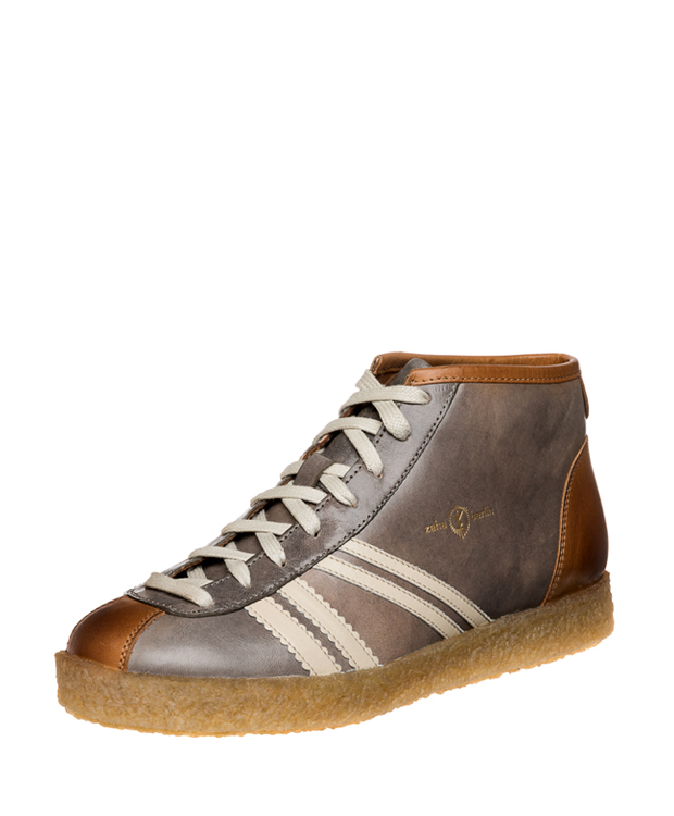 Trainer high football shoe light grey / cream white / cognac shop ...